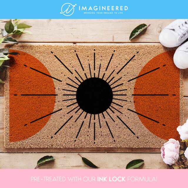 Mid Century Modern Design Doormat, Geometric Sun Boho Mat, Front Door ...