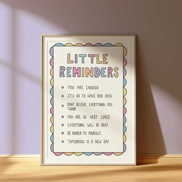 A5 Little Reminders Art Prints - Mental Health Recovery Print Gift Self ...