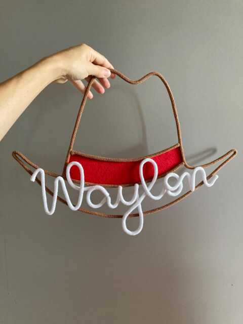 Personalised Cowboy Hat Decor For Kids, First Name Nursery Wall Decor ...
