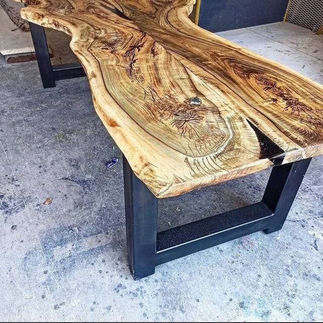 Dining Room/Kitchen/Bar Table Walnut Wood Rustic Unique Live Edge ...