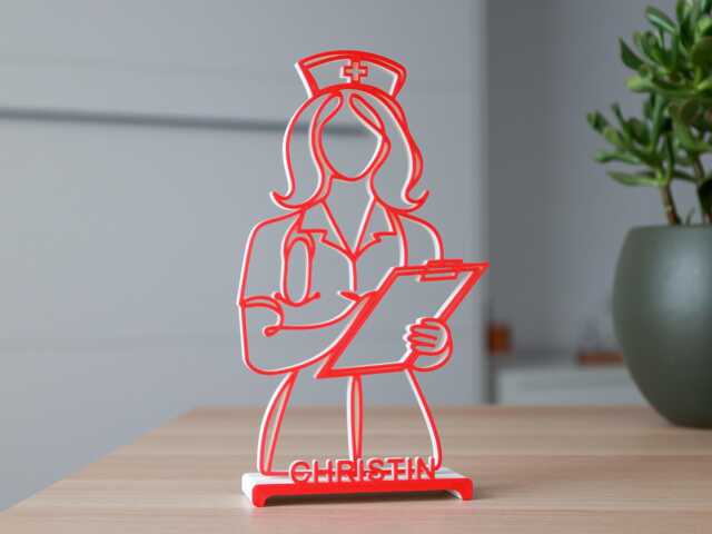 Customizable Nurse Figurine in One-Line Style - 3D Printed Pla ...
