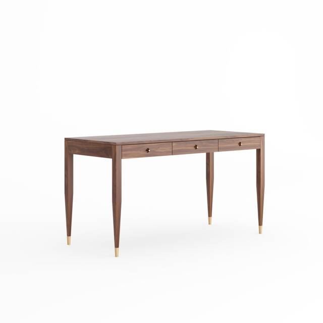 Walnut Office Desk With Three Solid Walnut Drawers, Home Desk, Mid ...