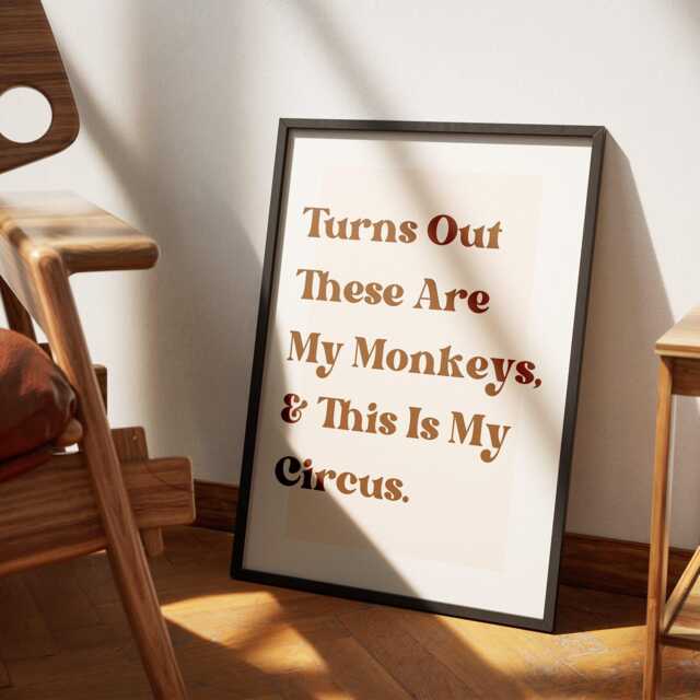 These Are My Monkeys & This Is Circus - Classic Poster Cool Print, Home ...