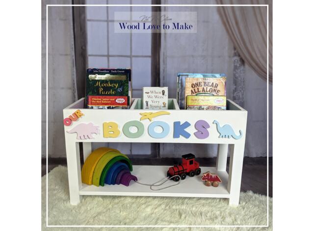 Pastel Rainbow Dinosaur Book Storage With Shelf, Dino Bookcase, Animal Bin, Kids' Personalised ...