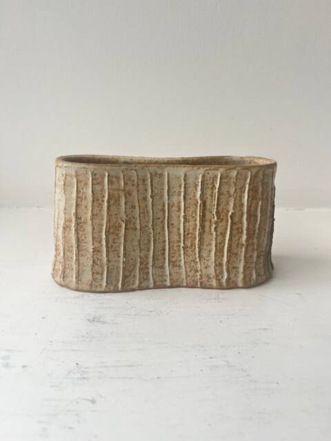 Danish Studio Ceramic Sculptural Vase With Grooved Surface. Wheelthrown ...