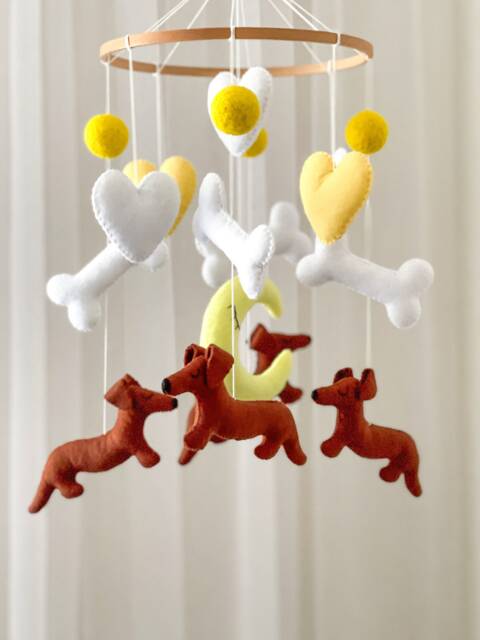 Dogs Baby Mobile, Dachshund Mobile, Gender Neutral Puppy Cot Mobile ...