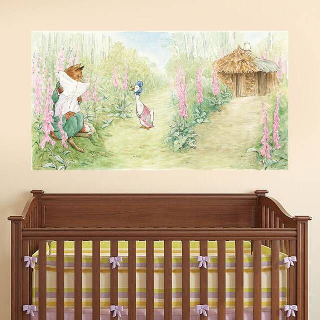 Official Peter Rabbit Mr Tod & Jemima Puddle Duck Wall Sticker Mural ...