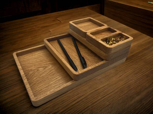 Wooden Desk Tray For Pens, Paperclips, Ear Pods, Pencils Etc. Rectangle ...