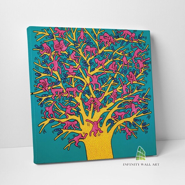 Pop Art Monkey Family Tree Canvas Wall Abstract Print Picture Framed ...