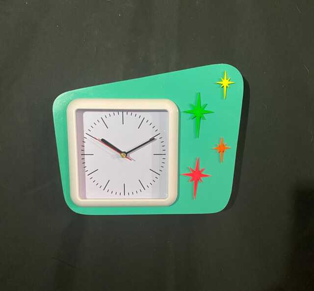Mid Century Modern Wall Clock, Indoors, Atomic Retro, Starburst Design ...