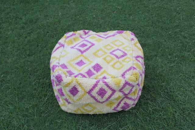 Multi-Coloured Handmade Wool Pouffe Cover Home D??cor Living Room ...