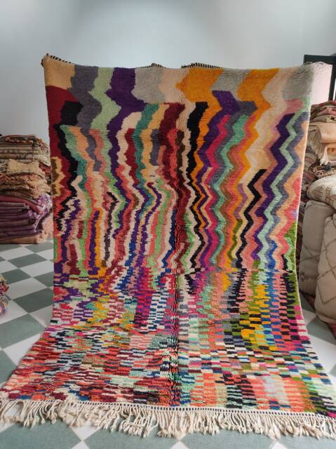 Mrirt Rug, 7x10 Soft Large Rainbow Luxury Rug , Boho Morrocan Shag Hand ...
