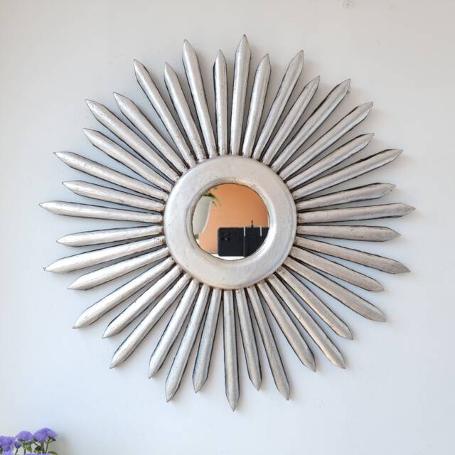 "Peruvian Mirrors ""Sol Perfecto Silver 50cm" by Etsy | ufurnish.com