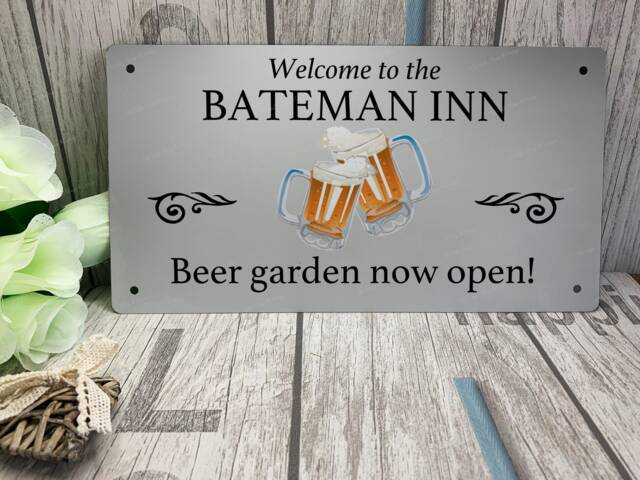 Personalised Garden Bar Wall Sign - Outdoor Metal Sign- Garden Bar Man ...