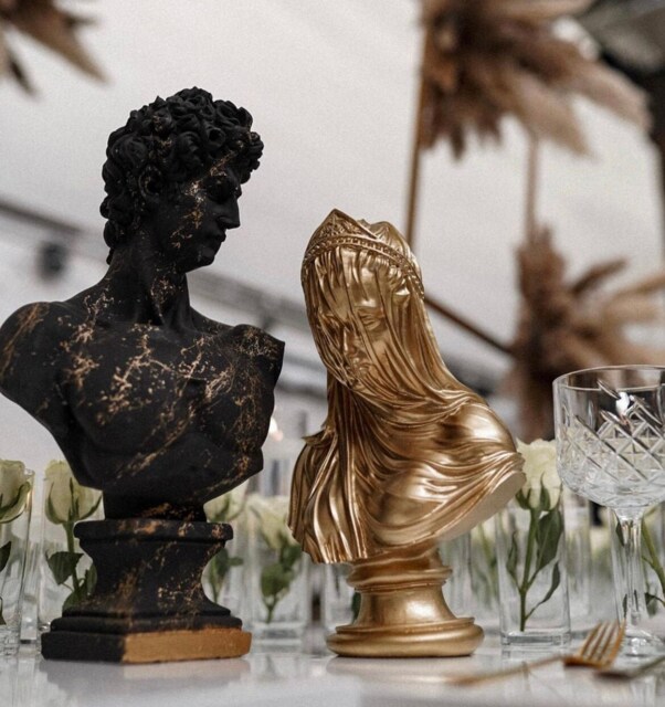 David & Veiled Lady Bust Set Hand-Painted Sculpture, Modern Home Decor ...