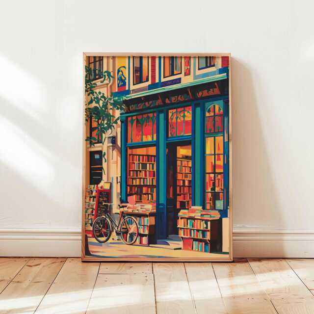 Vintage Bookshop Poster, Old Bookstore Print, Antique Book Lover Wall ...