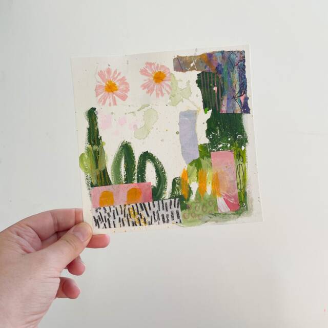 Small Painting On Paper, Flower Original, Wall Art Maximalist Art ...