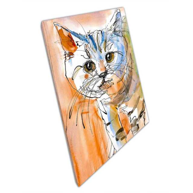 Adorable Tabby Cat Watercolor Canvas Print - Charming Kitten Wall Art ...