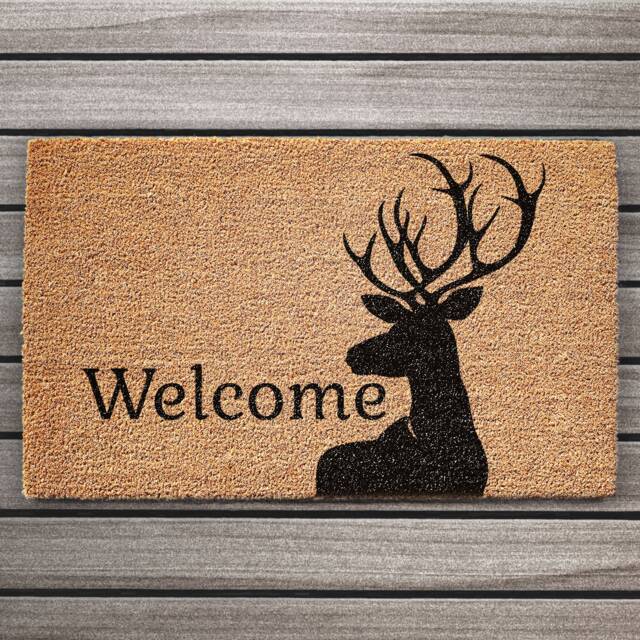 Coir Welcome Door Mat With Stag Head - Rug Front Door Mat by Etsy ...