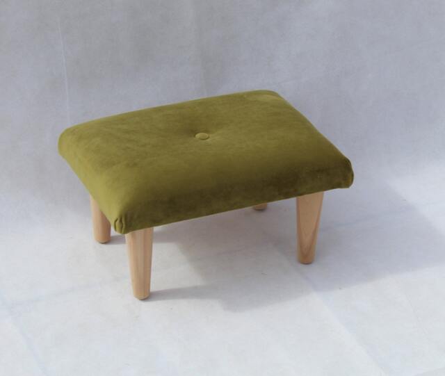 Small Buttoned Footstool Pouffe - Warwick Fabrics Plush Velvet Moss ...