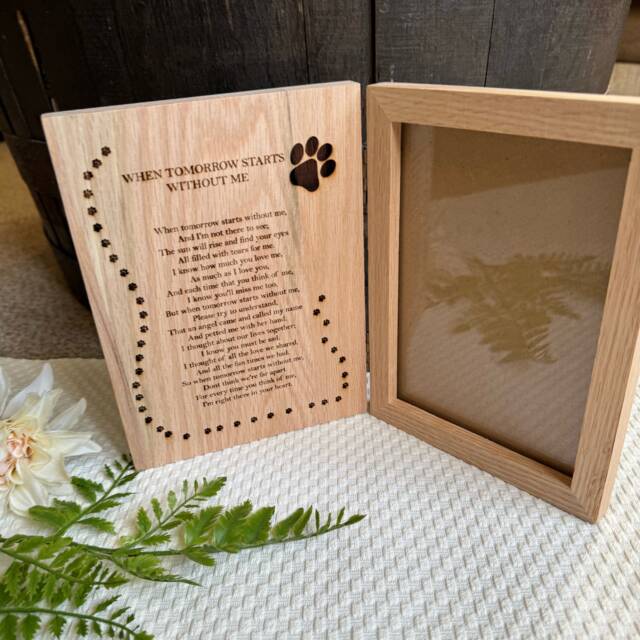 Laser Engraved Solid Oak Pet Memorial Book Style Photo Frame, Gift ...