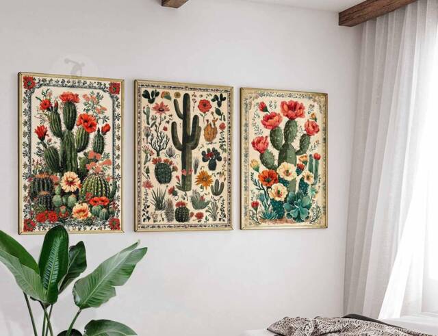 Vintage Set Of 3 Mexican Posters, Prints, Decor, Traditional Latin ...
