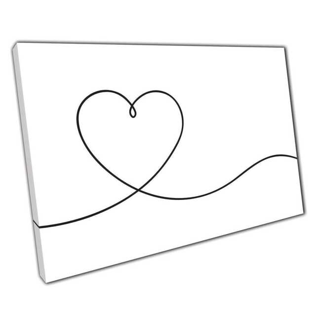 Minimalist Continuous Line Heart Canvas Print Modern Wall Art For Home ...
