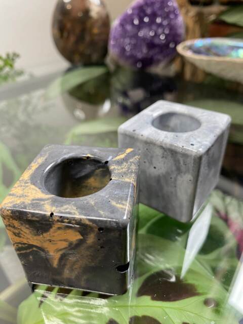 Premade Marble Effect Candle Holders Or Cystal Ball Holder - Heat Proof Concrete by Etsy ...