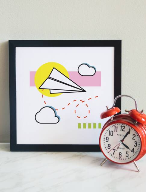 Paper Airplane Decor - Nursery Art Print Kids Room Wall Bookshelf ...