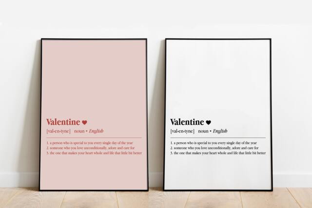 Valentine Definition Wall Art Print, Gift For Him, Her, Anniversary ...