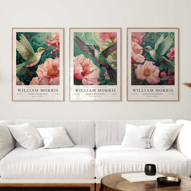 Teal Wall Art, William Morris Print, Nursery, Set Of 3, Uk ...