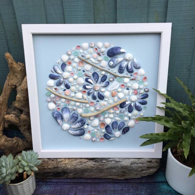 Rockpool in Blue & White With A Splash Of Pink, Coastal Art, Wall Decor ...