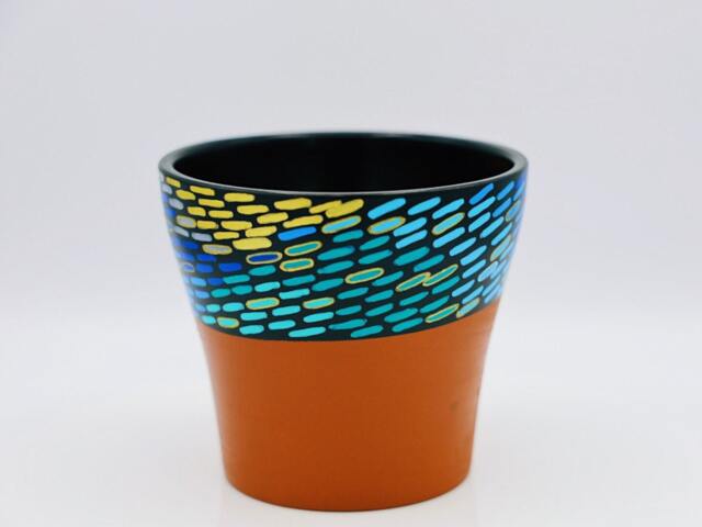 Minimal Turquoise Metallic Plant Pot - Hand Painted Flower Indoor ...