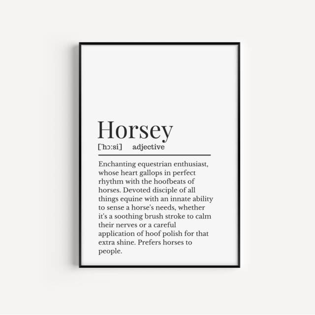 Horsey Definition Print, Print For Horse Lovers, Equestrian Wall Rider ...