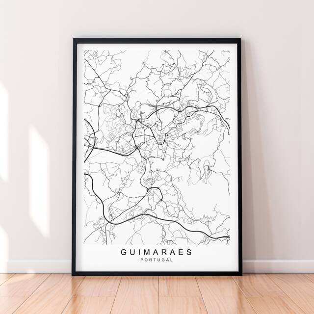 Guimaraes City Map Portugal Print Minimalist Town Poster Wall Decor by ...