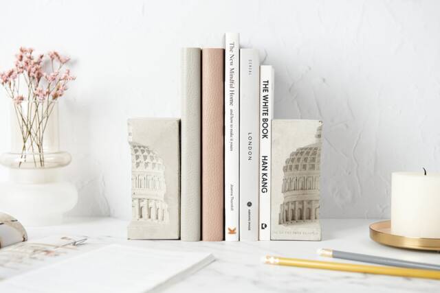 Architecture Inspired Concrete Bookends, Minimal Roman Pantheon Bookend ...