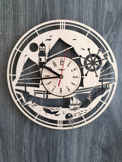 Ship Wall Clock Wood Gift For Him Best 5Th Anniversary Personalized ...