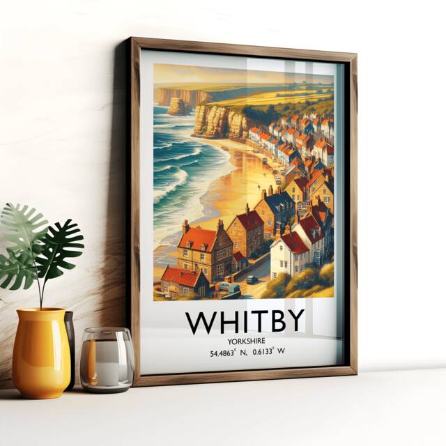 Whitby Travel Print - Watercolour Poster Design - Wall Artwork North ...