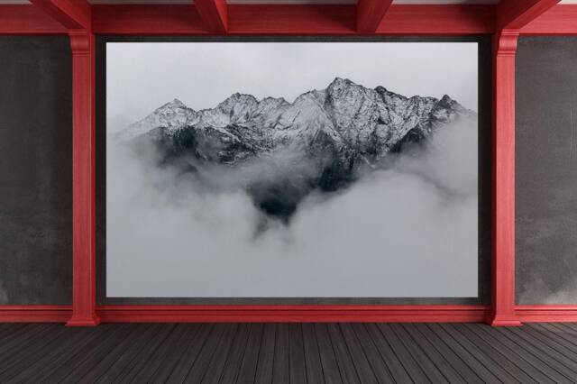 Mountain Wall Decal Foggy Print Misty Sticker Landscape D??cor Nature ...