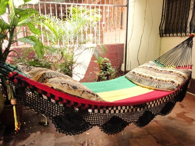 Rastafari Colors One, Single Hammock Hand-Woven Natural Cotton Simple ...