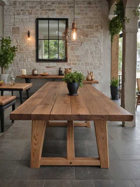 Rustic Solid Wood Dining Table - Handcrafted Office & Conference ...