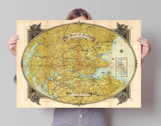 Gleneagles - The Heart Of Scotland - Vintage Scottish Antique Map Golfer's Gift by Etsy ...