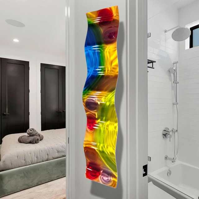 Colorful Metal Wall Art, Abstract Art 3D Sculpture Office Decor ...