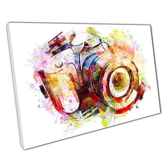 Watercolor Camera Canvas Print Ready-To-Hang Wall Art For Home & Office ...