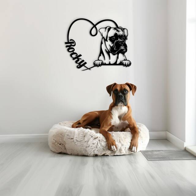 Personalized Boxer Wall Hanging in Heart Frame Wooden Boxer Sign With ...