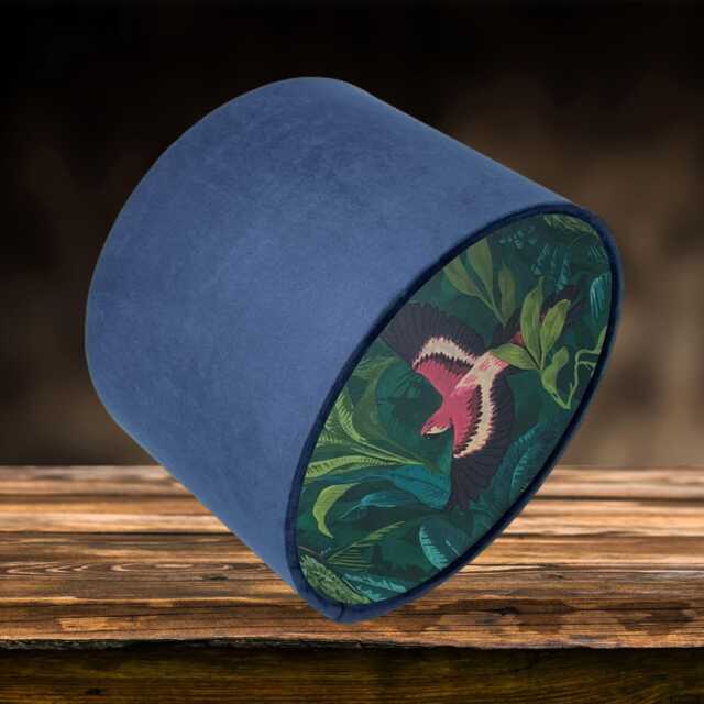 Velvet Lampshade With Rainforest & Tropical Leaves Bird Design - Navy ...