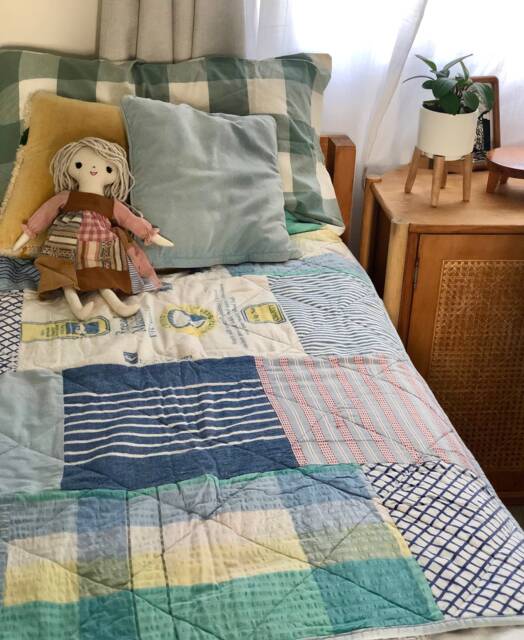 Vintage Linen Baby Quilt Patchwork Cot Throw, Soft Play Mat by Etsy ...
