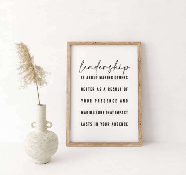 Leadership Quote Wall Art, Inspirational Wooden Frame, Office Decor ...