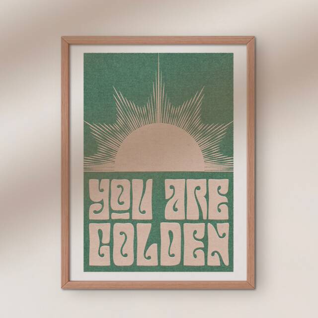 Golden Sunshine - Positive Retro Typography Art Print For Boho Home ...