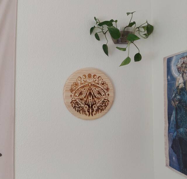 Laser Engraved Moth Wood Circle Wall Hanging by Etsy | uFurnish.com